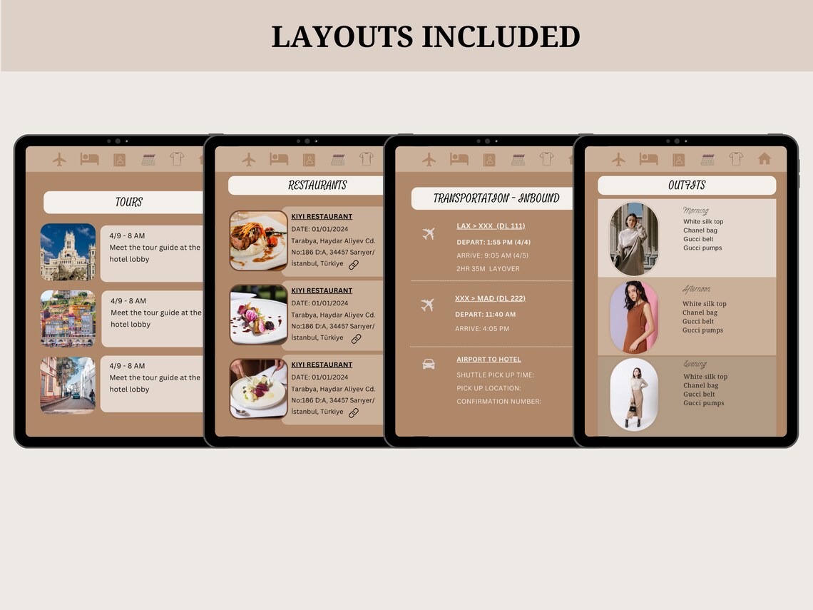 Digital Travel Itinerary Template, Modern Aesthetics Trip Planner ...