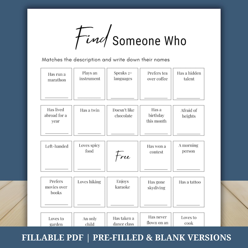 Find Someone Who Game - Etsy
