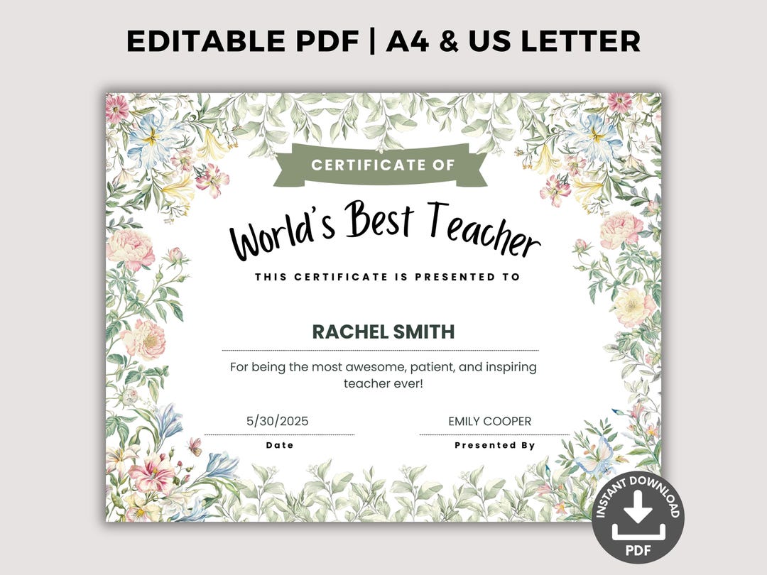 Worlds Best Teacher Award From Student, Teacher Appreciation Week, End ...