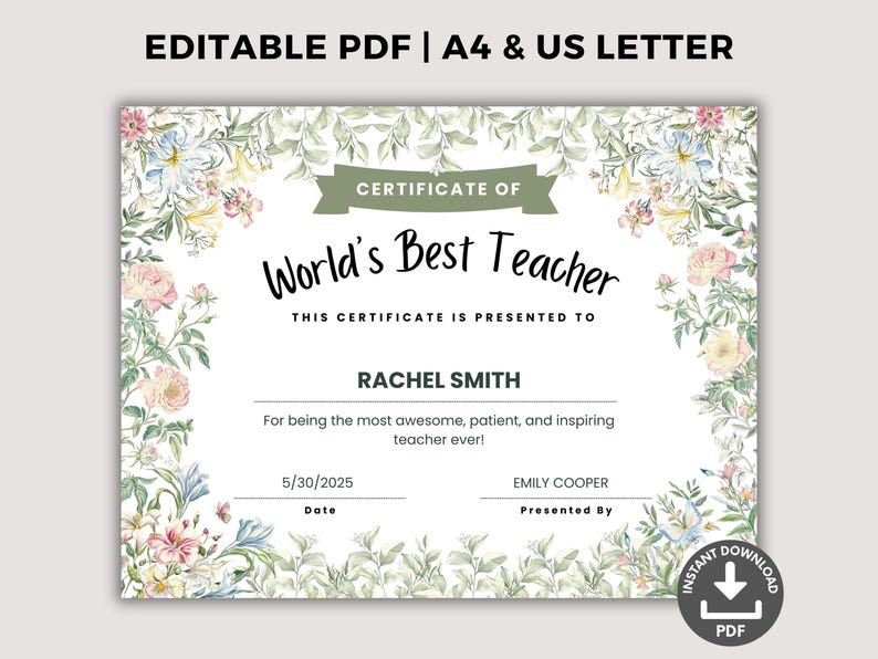 Worlds Best Teacher Award From Student, Teacher Appreciation Week, End ...