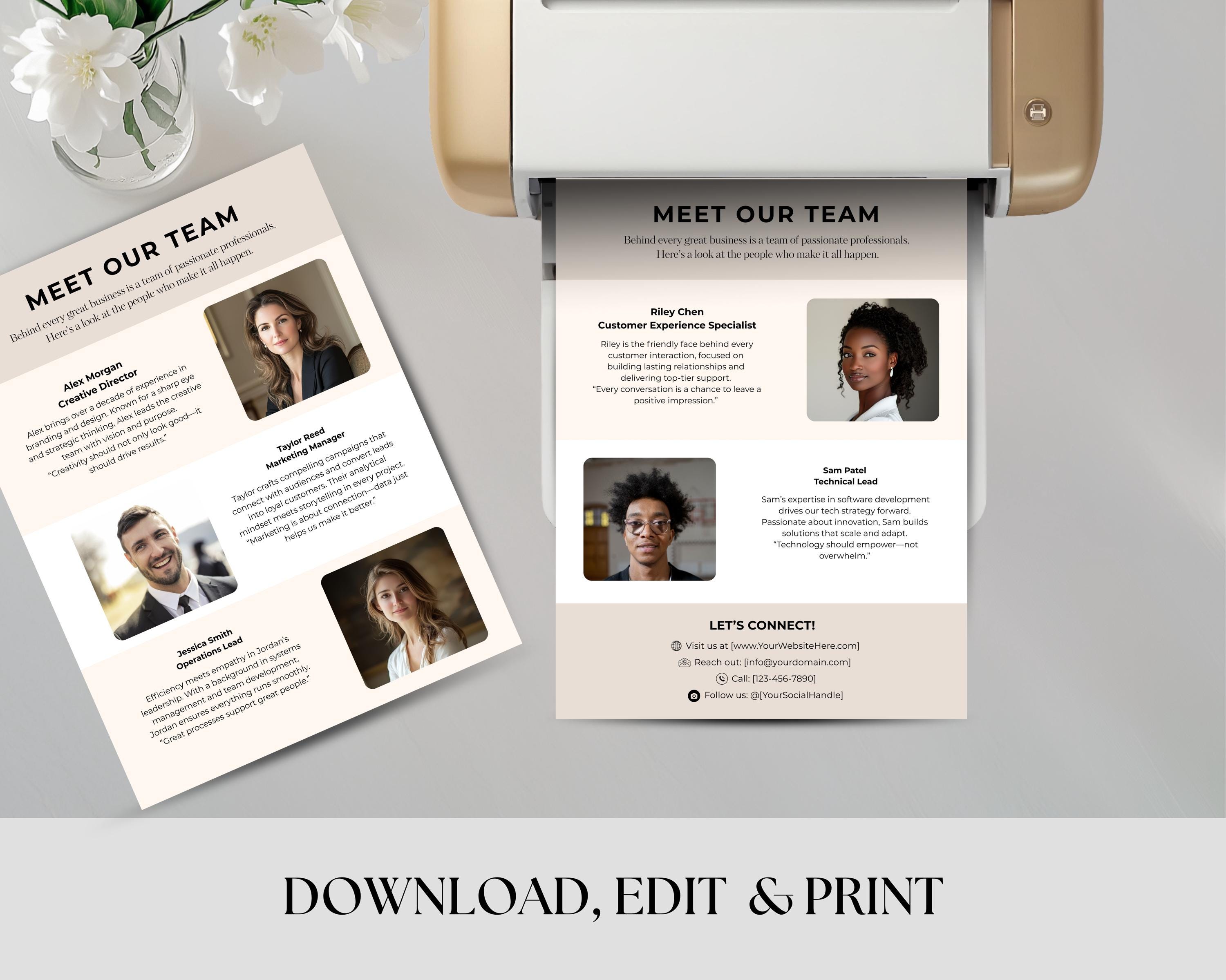 Meet the Team Flyer Template, Editable Canva Template, Modern Team ...