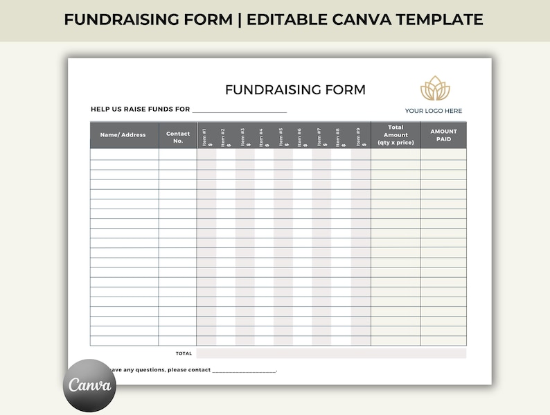 Editable Fundraising Form Canva Template, Landscape Raising Fund ...