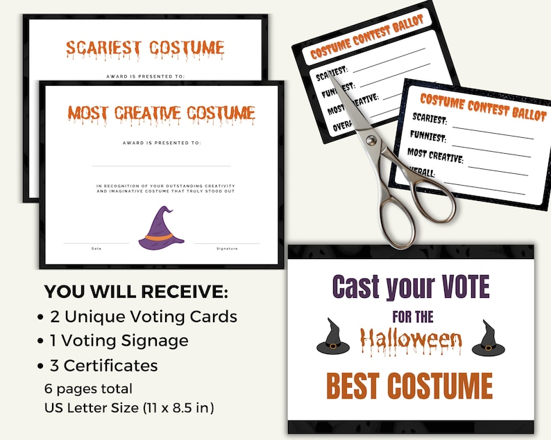 Halloween Costume Contest Kit, Editable Costume Contest Ballots, Best ...