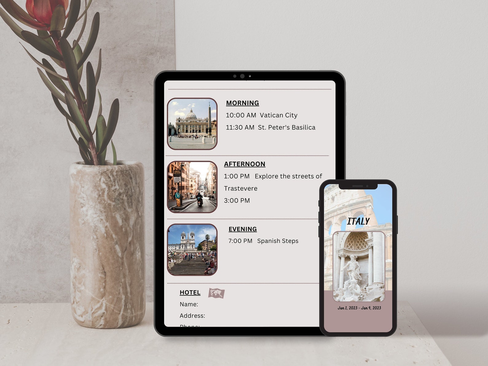 Travel Itinerary Template, Customizable Trip Planner, Digital Itinerary ...
