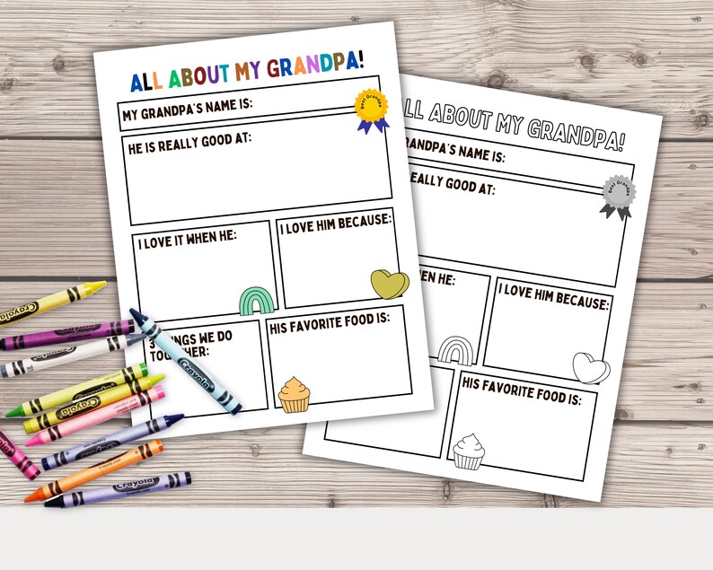 Grandparents Day Printable, All About My Grandparent, Gifts for Grandpa ...