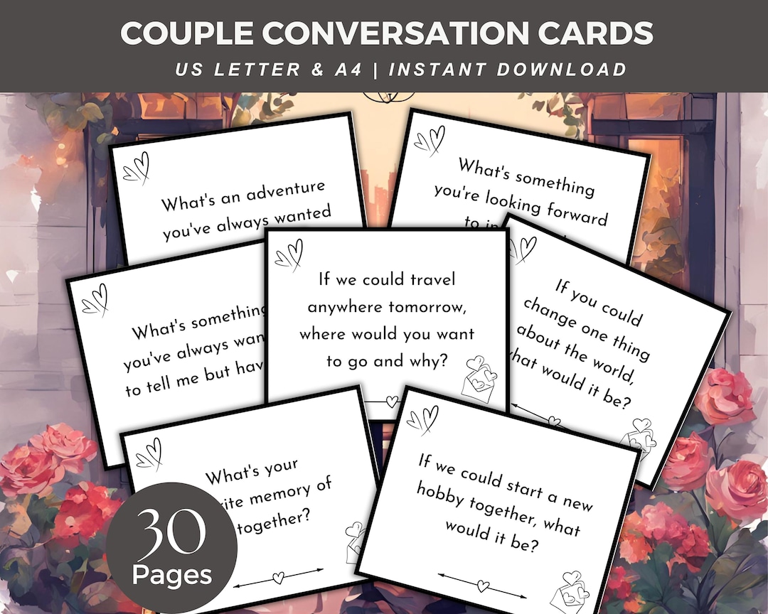 Couple Conversation Starter Cards Reflection Prompt, Minimalist ...