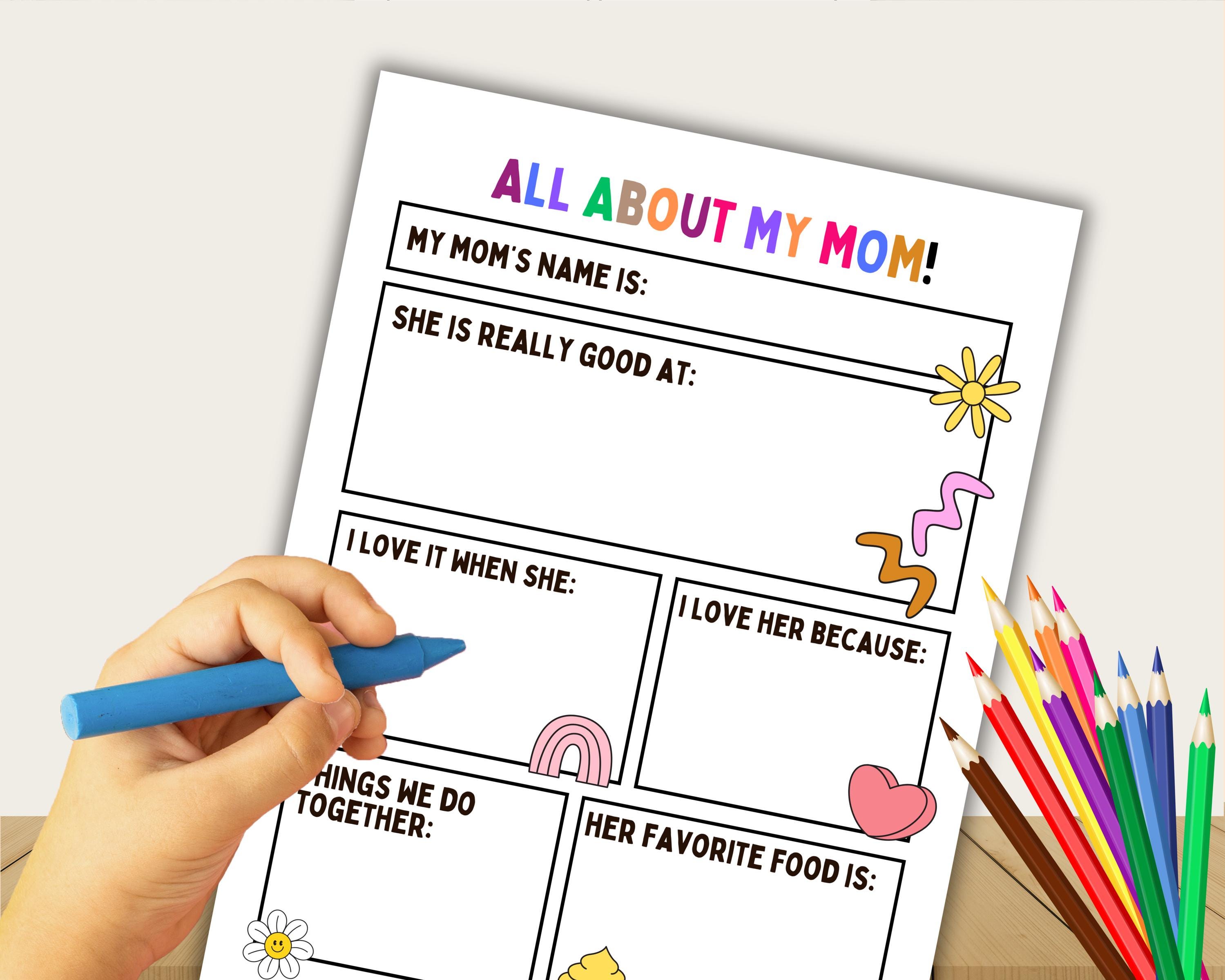 All About My Mom Coloring Page, Mothers Day Gift Printable, Preschool ...
