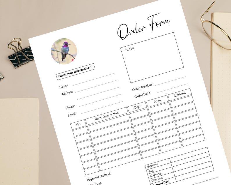 Editable Order Form Template, Canva Template, Minimalist Purchase Receipt Form, Printable Order ...