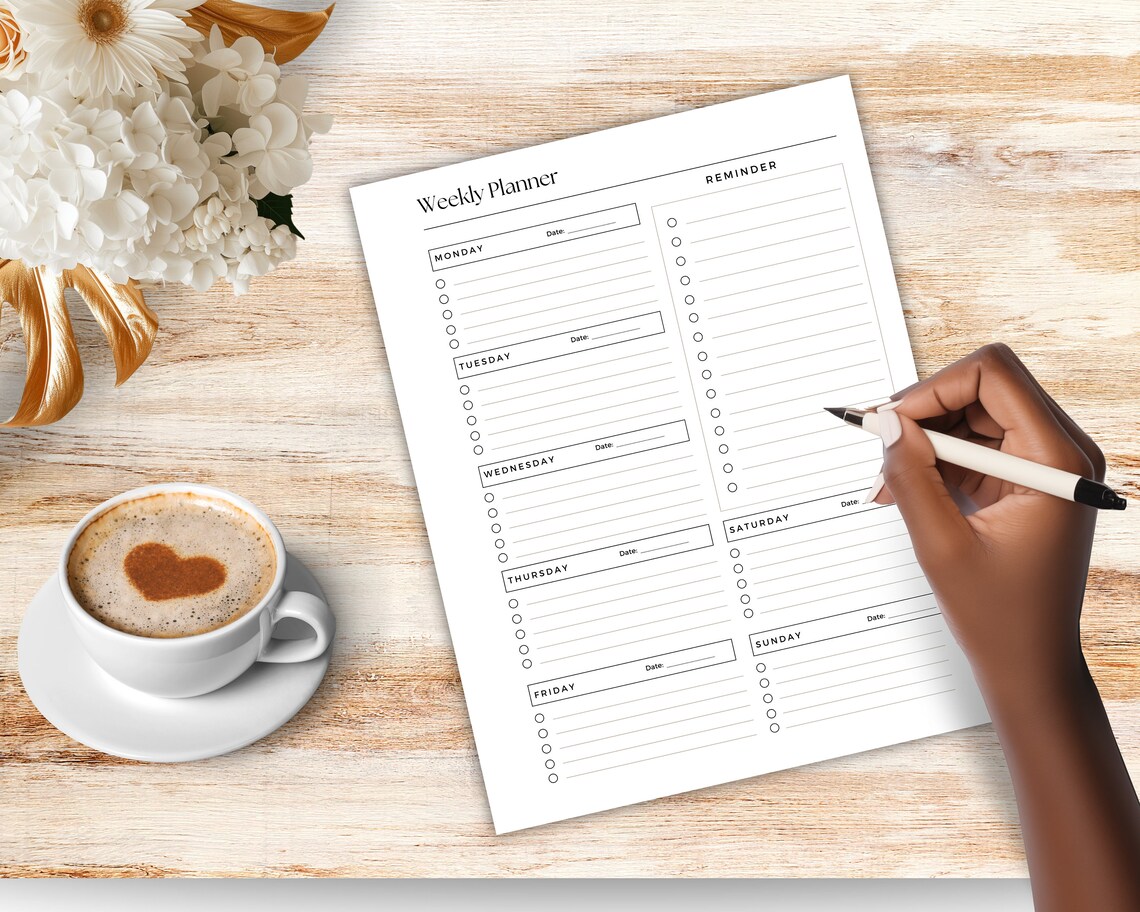 Daily and Weekly Planner Printable, Daily to Do List, Week at a Glance ...