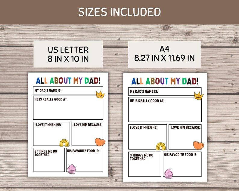 All About My Dad Printable, Gifts for Dad, Preschool Activity, Kid ...