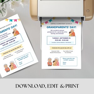 Editable Grandparents Day Flyer, Printable School Grandparents Invite ...
