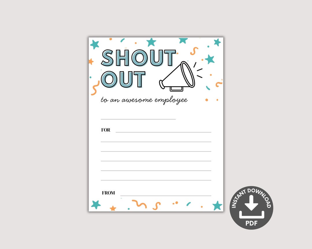 Employee Shout Out Cards Printable, Staff Appreciation Kudos ...