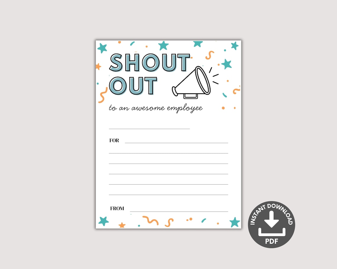 Employee Shout Out Cards Printable, Staff Appreciation Kudos ...