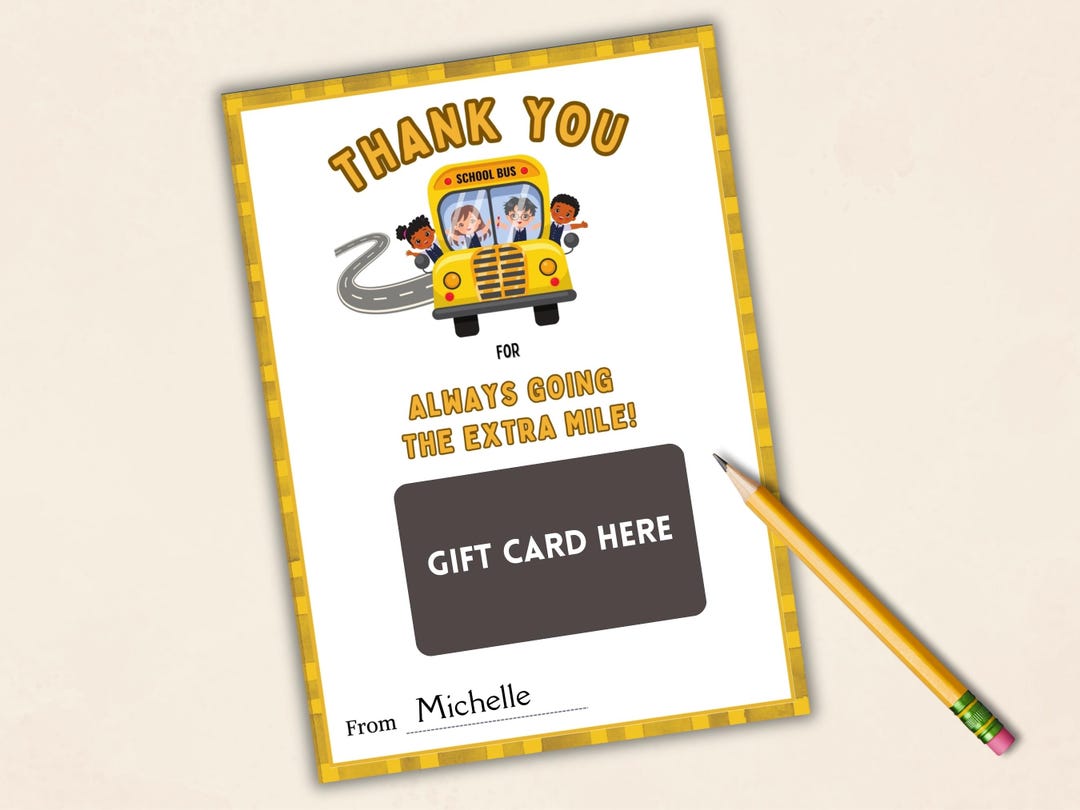 School Bus Driver Gift Card Holder Printable, Thanks for Going the ...