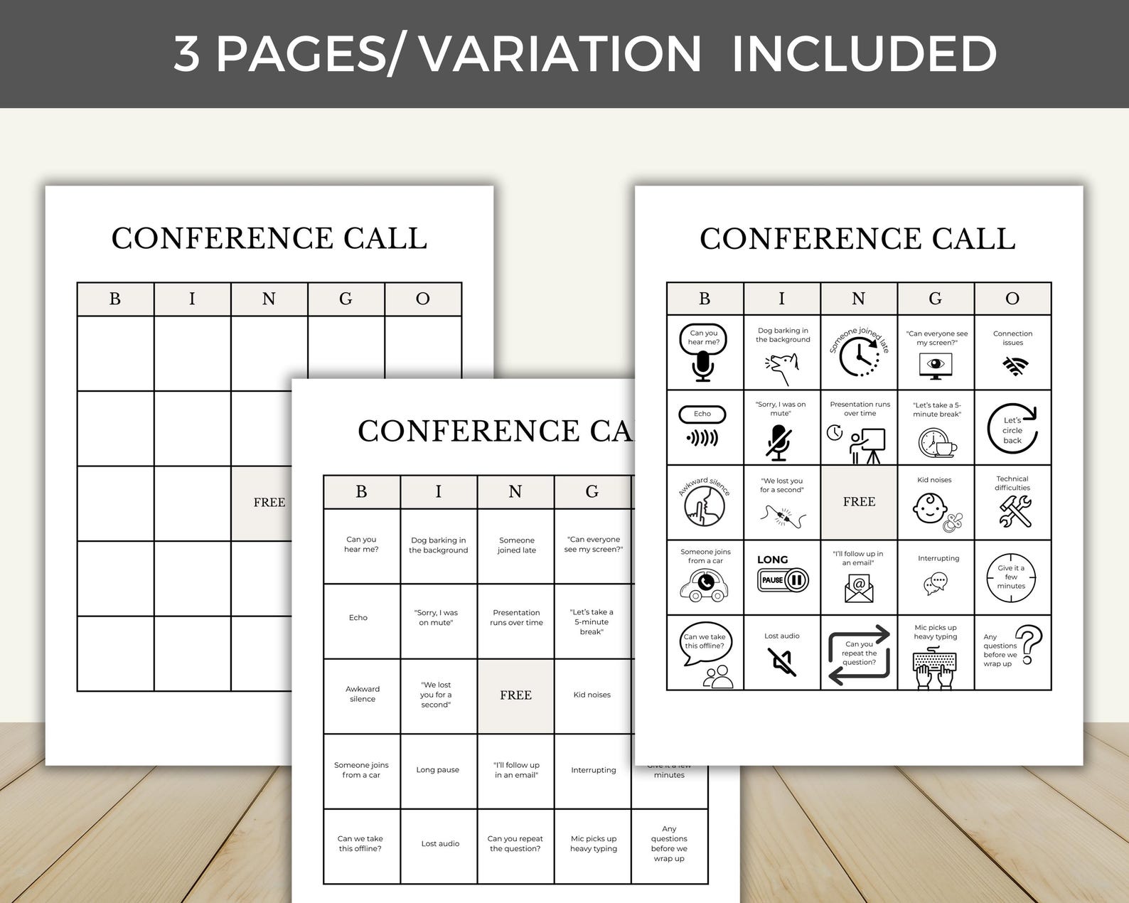 Conference Call Bingo Printable, Zoom Bingo Boards, Work From Home Fun ...