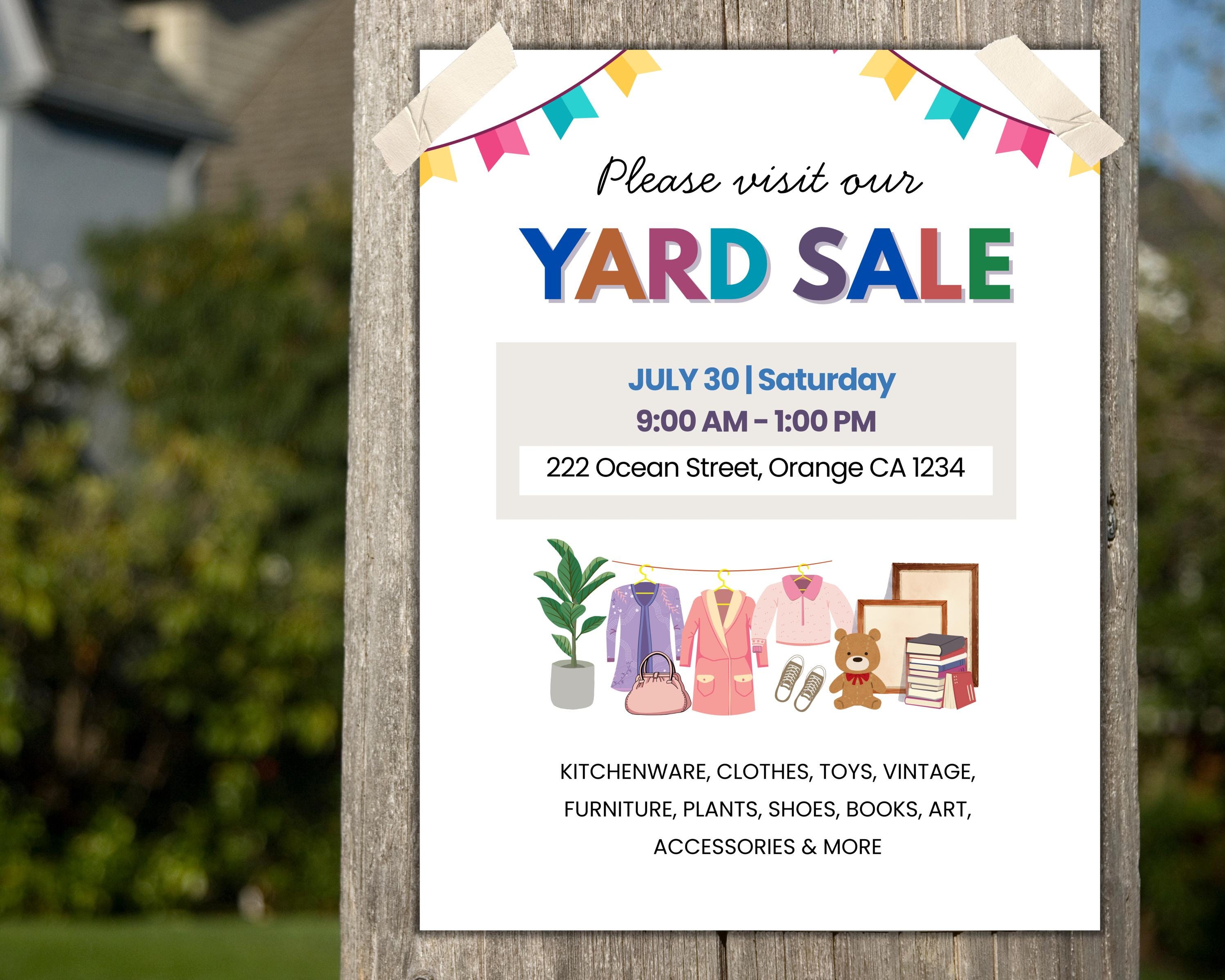 Yard Sale Flyer Printable, Editable Garage Sale Sign, Community Yard ...