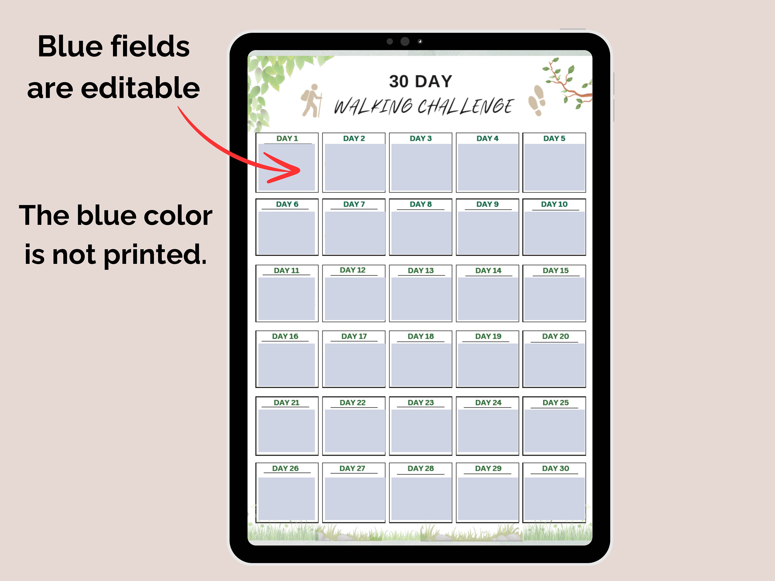 30-day Walking Challenge Editable PDF, Printable Walking Planner ...