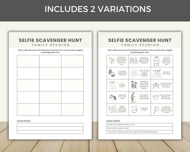 Family Selfie Scavenger Hunt, Family Reunion Game, Printable Family ...