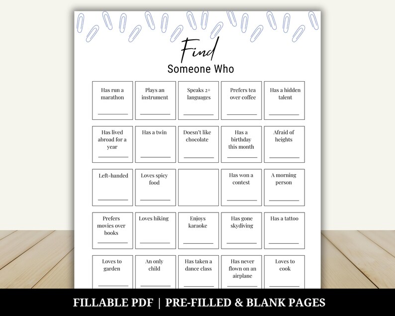 Find Someone Who Bingo Printable, Office Party Game, Team Building ...