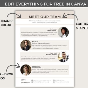 Meet the Team Flyer Template, Editable Canva Template, Modern Team ...