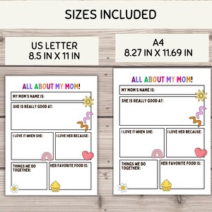 All About My Mom Coloring Page, Mothers Day Gift Printable, Preschool ...