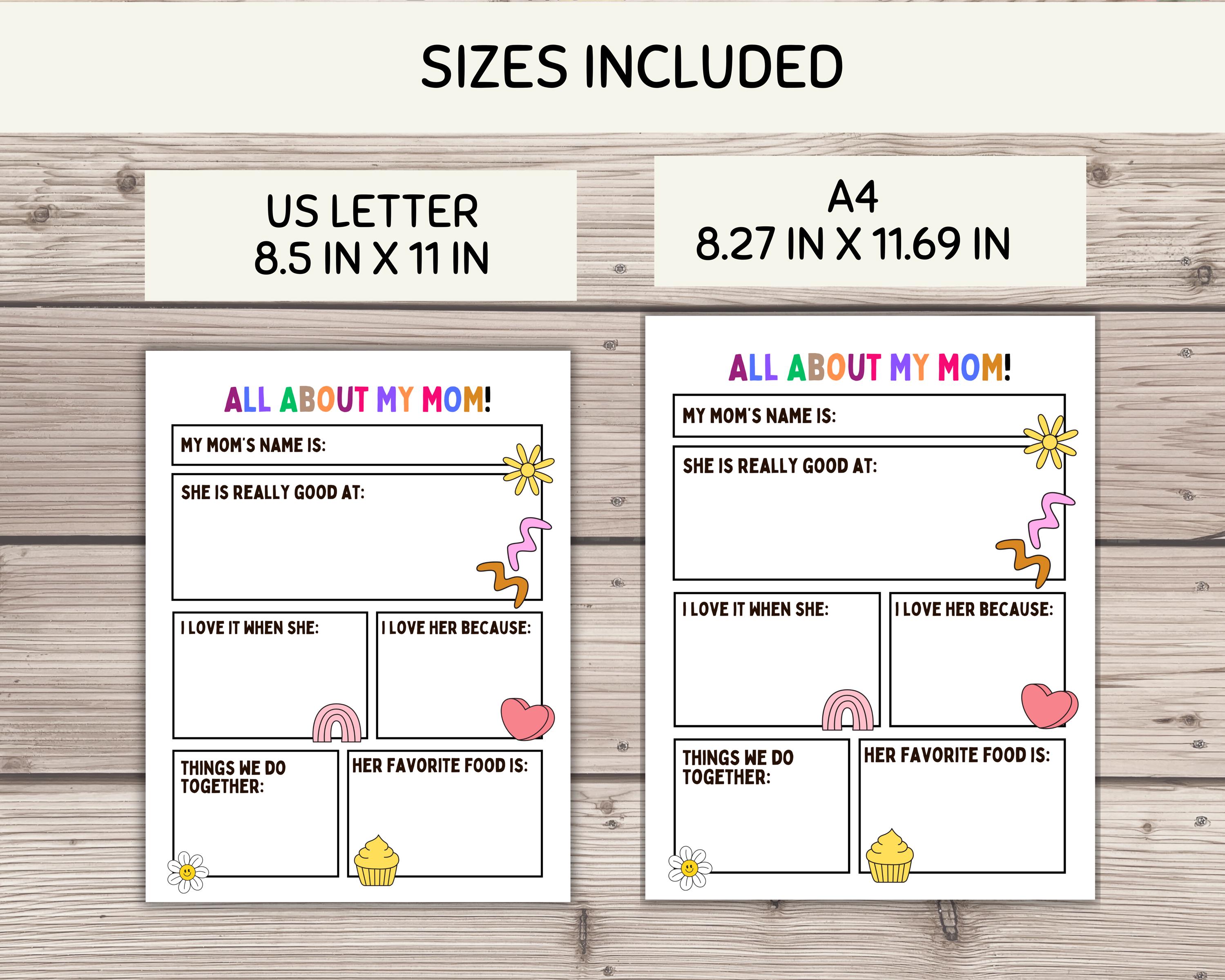 All About My Mom Coloring Page, Mothers Day Gift Printable, Preschool ...