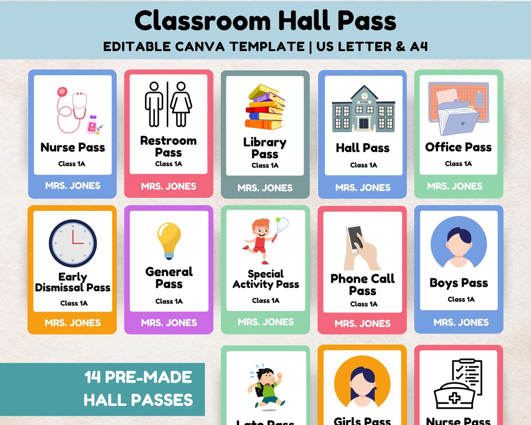 Custom Hall Pass Template, Teacher Hall Pass, Teacher Must Have ...