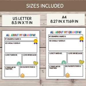 Grandparents Day Printable, All About My Grandparent, Gifts for Grandpa ...
