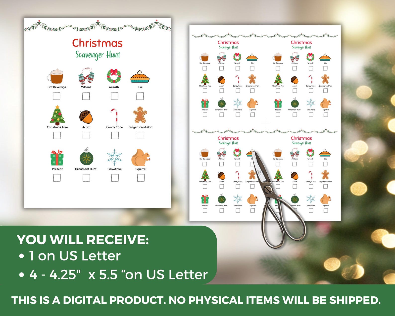 Christmas Scavenger Hunt Printable for Kids, Winter Holiday Game for ...