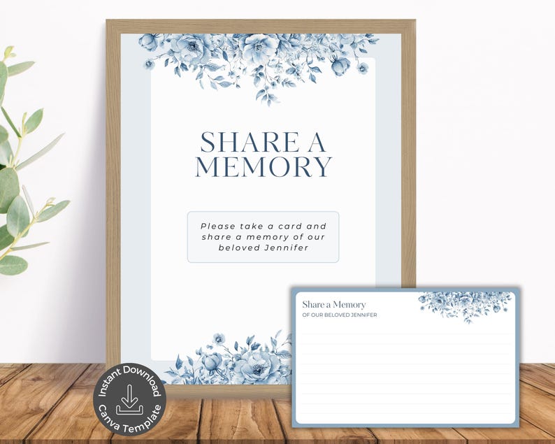Share a Memory Funeral Sign and Card, Customizable Celebration of Life ...