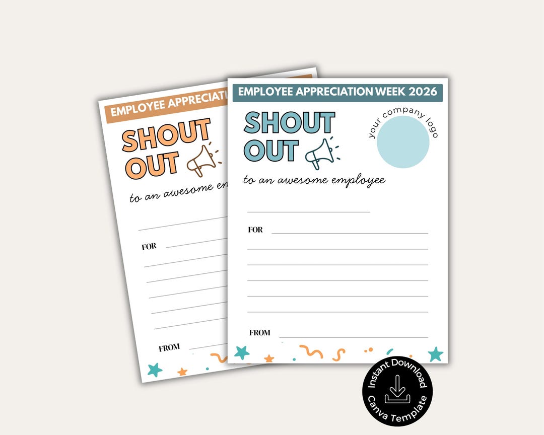 Editable Employee Shout Out Cards, Staff Appreciation Kudos, Colleagues ...