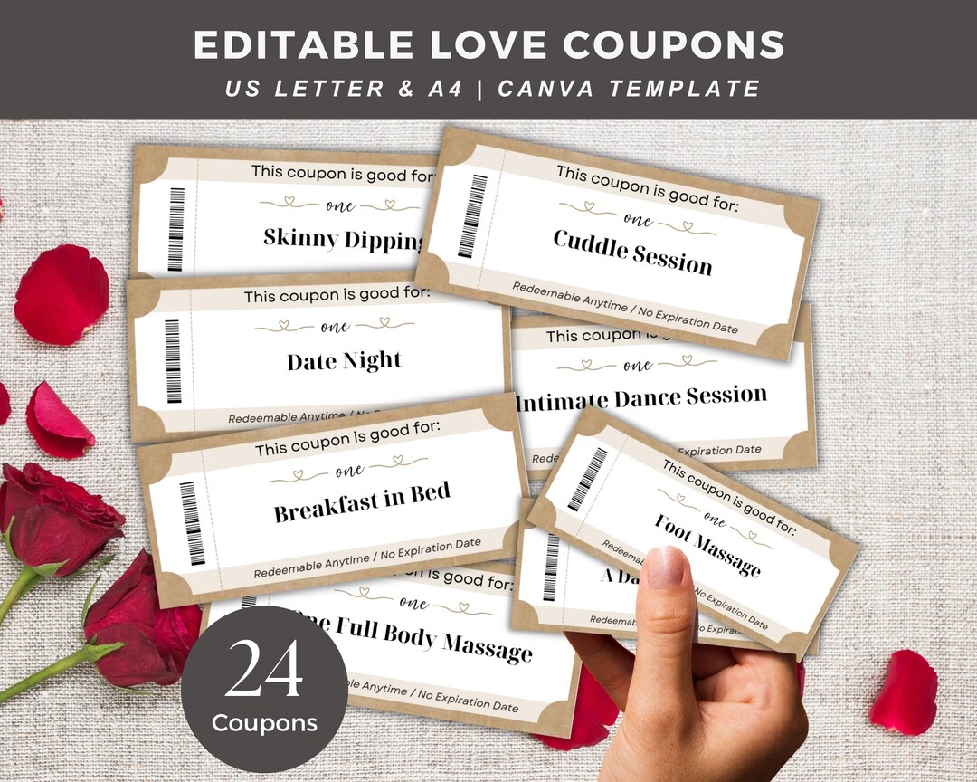 Editable Love Coupon Canva Template, Printable Love Token, Customizable ...