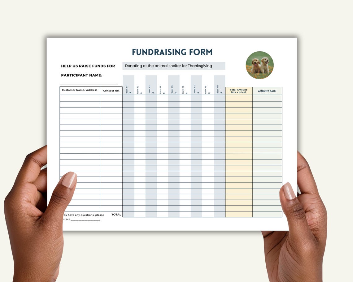 Editable Fundraising Form, Landscape Raising Fund, Canva Template ...