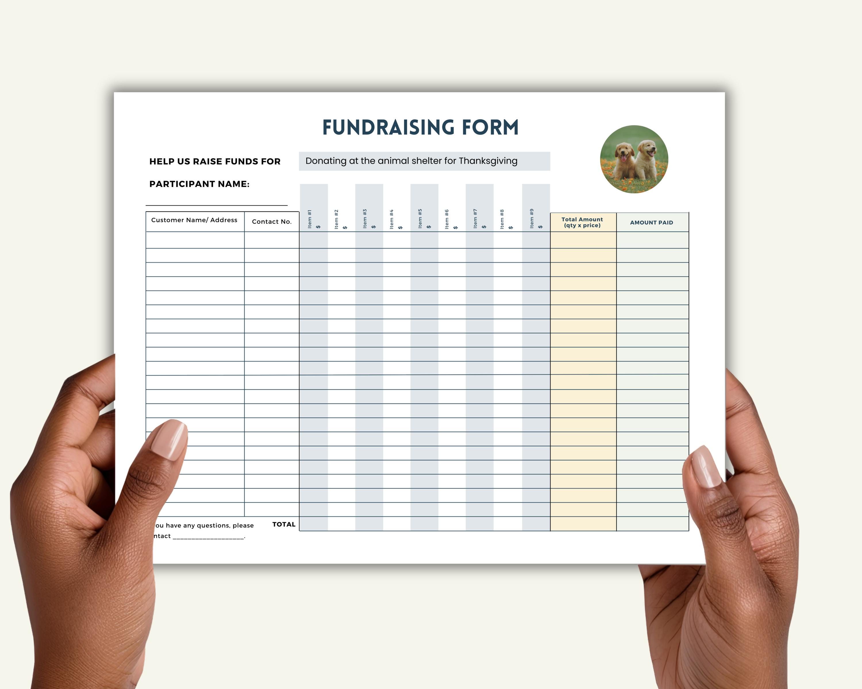 Editable Fundraising Form, Landscape Raising Fund, Canva Template ...
