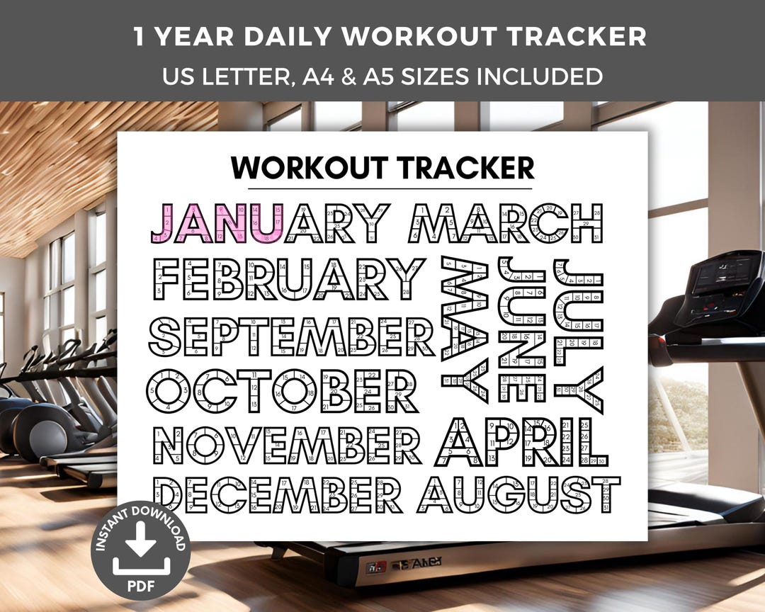 Workout Tracker Coloring Page 2025 Printable, Daily Monthly Yearly ...