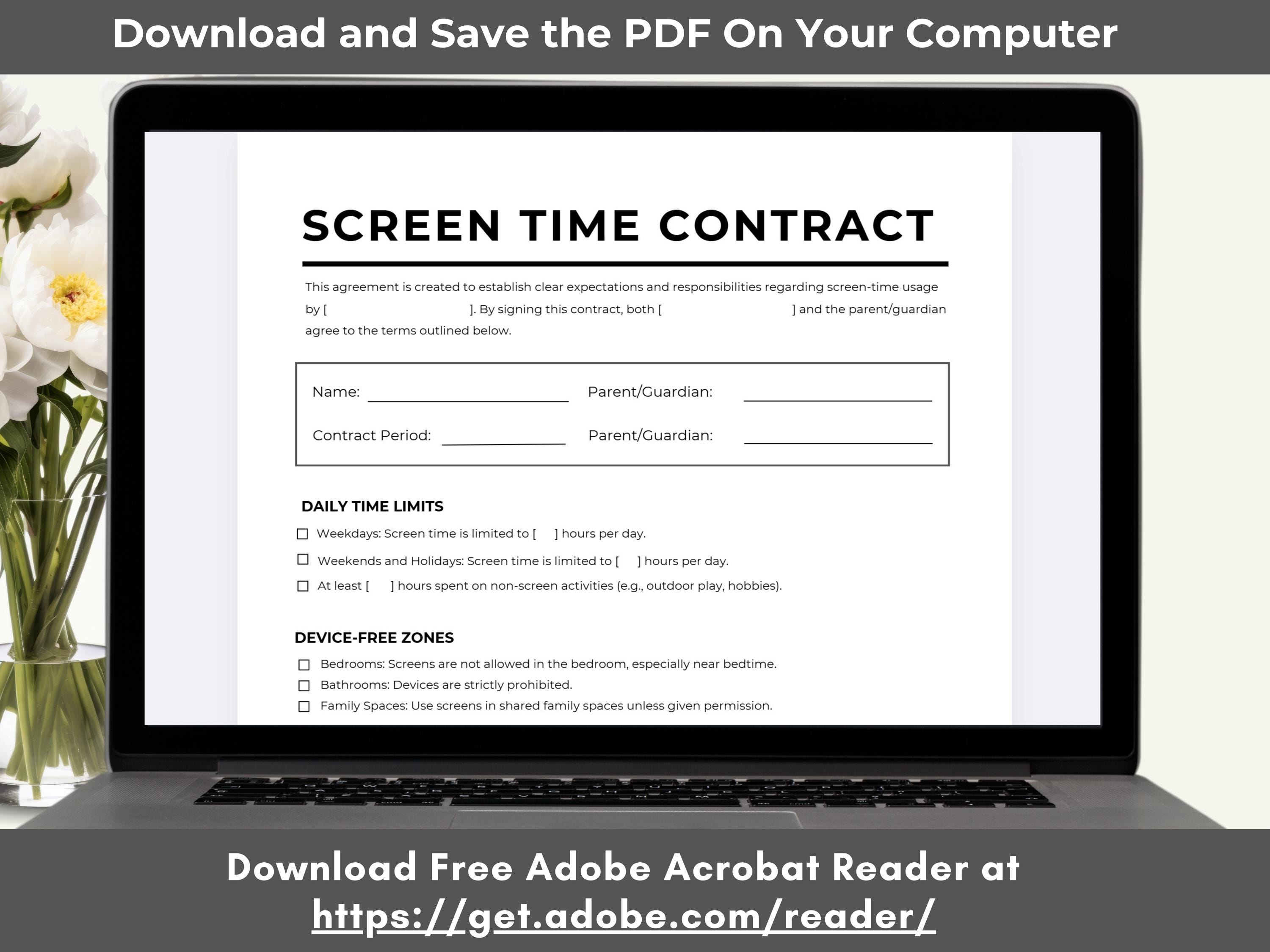 Editable Screen Time Contract, Kids Technology Rules, Family ...