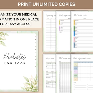 Diabetes Blood Sugar Trackers Printable, Blood Sugar Log Book, Diabetes ...