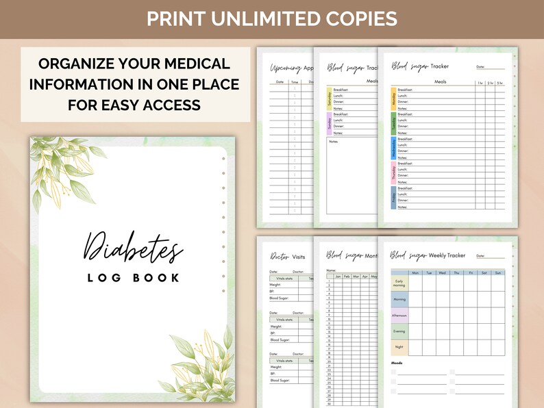 Diabetes Blood Sugar Trackers Printable, Blood Sugar Log Book, Diabetes ...