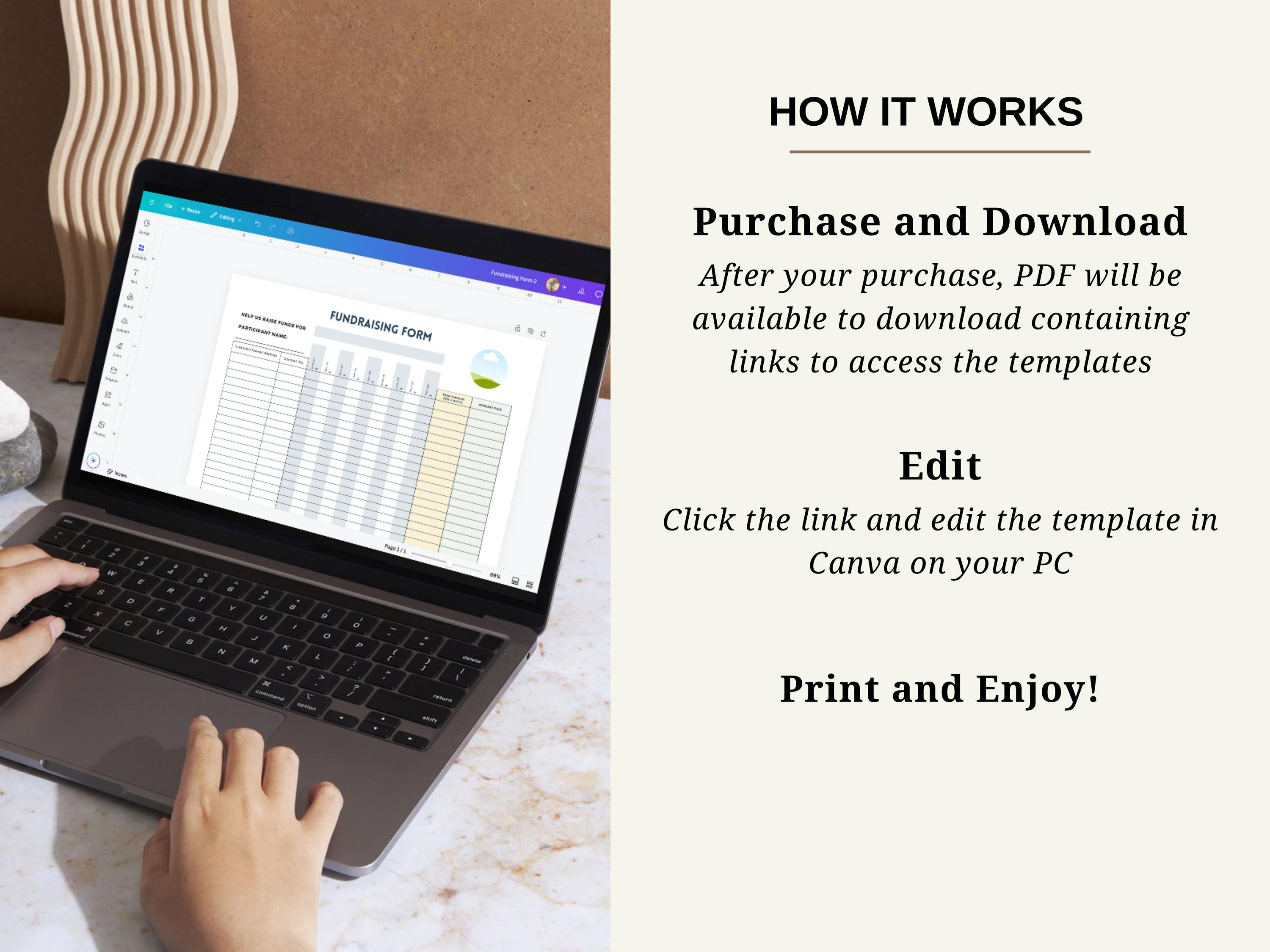 Editable Fundraising Form, Landscape Raising Fund, Canva Template ...