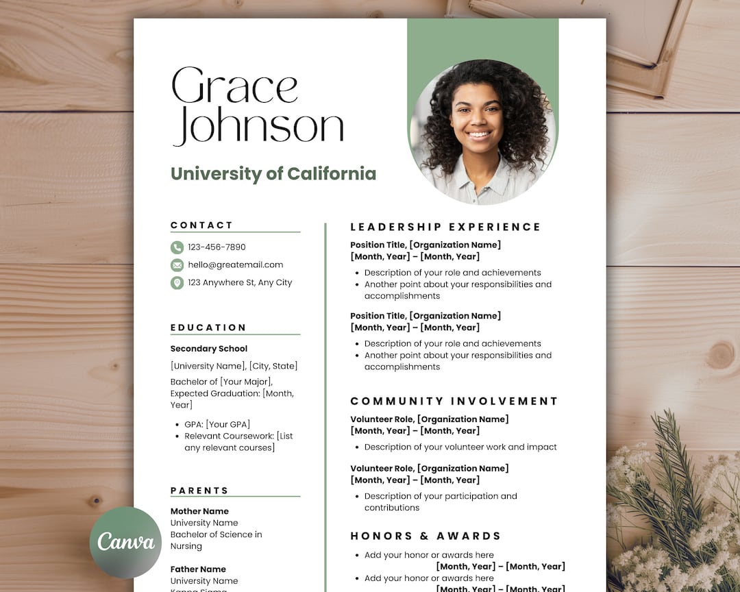 Sorority Resume Template, Canva Rush Resume Template, Minimalist ...