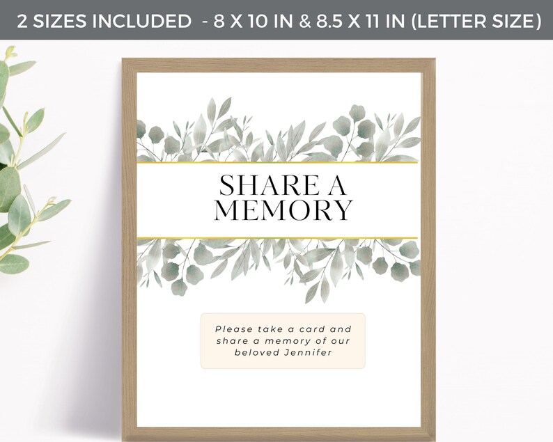 Share a Memory Box for Funeral, Celebration of Life Keepsake, Greenery ...