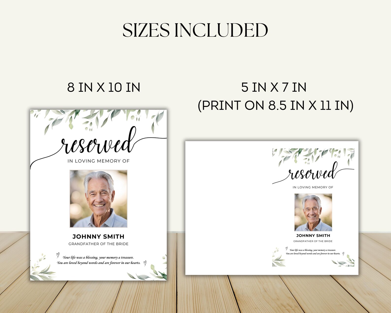 Memorial Wedding Sign, Editable Reserved Wedding Seating Canva Template ...