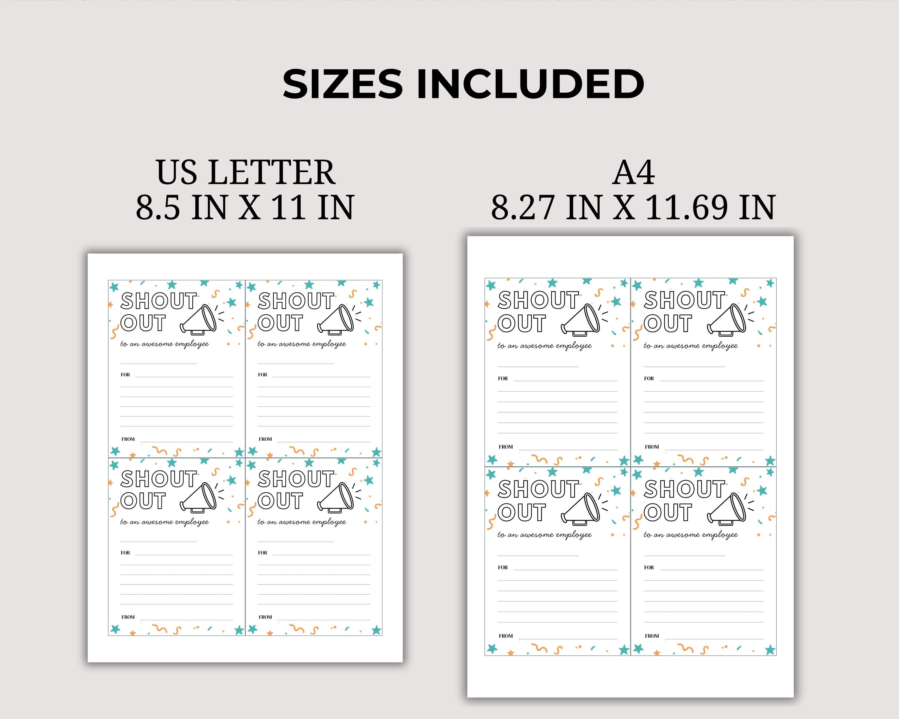 Employee Shout Out Cards Printable, Staff Appreciation Kudos ...