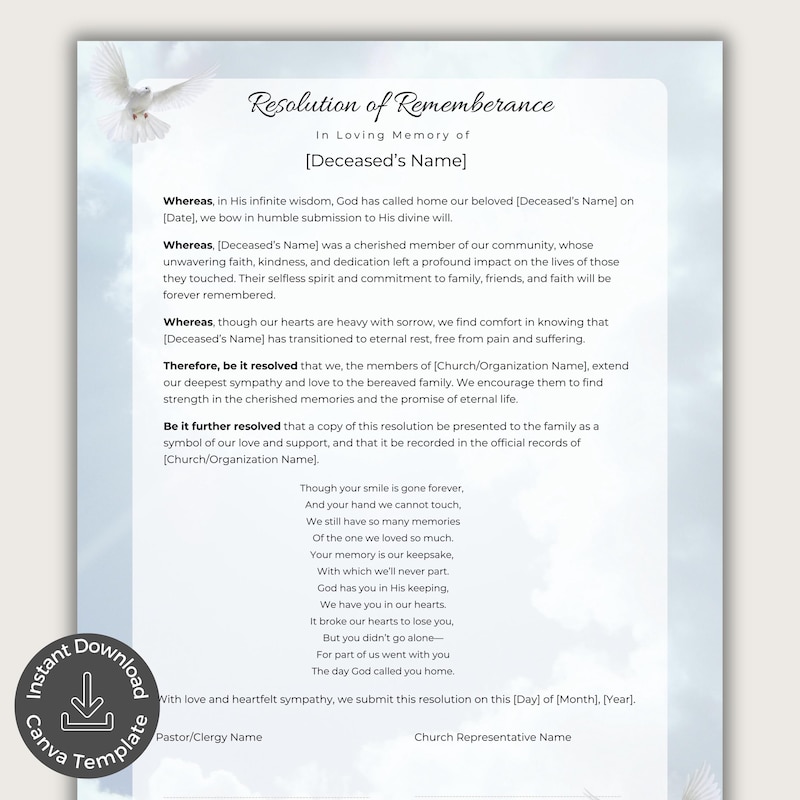Funeral Resolutions for Classmates - Etsy