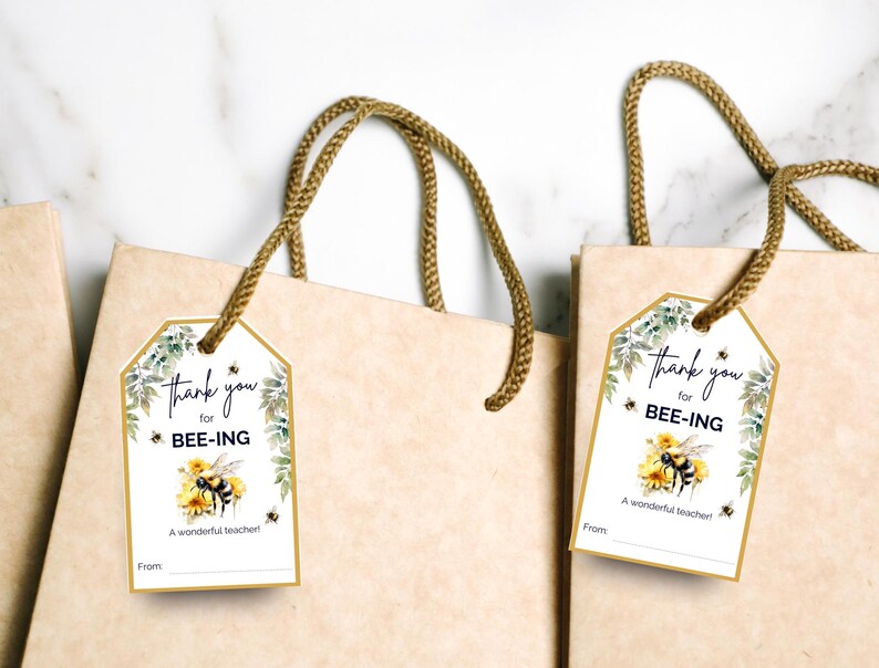 Teacher Appreciation Gift Tag Printable, Thanks for Bee-ing a Wonderful ...