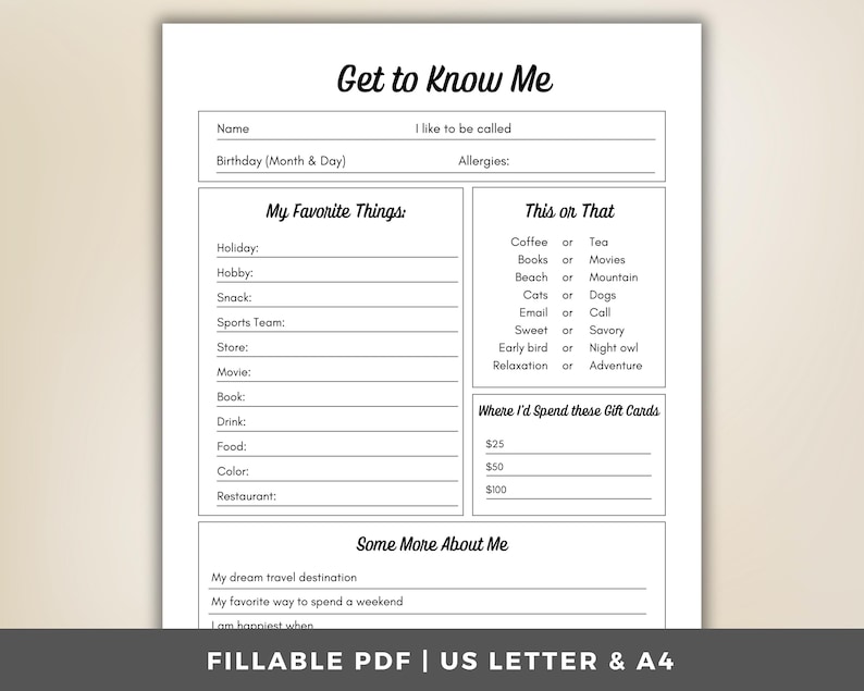 Team Building Get to Know My Staff Questionnaire, Staff Favorite Things ...