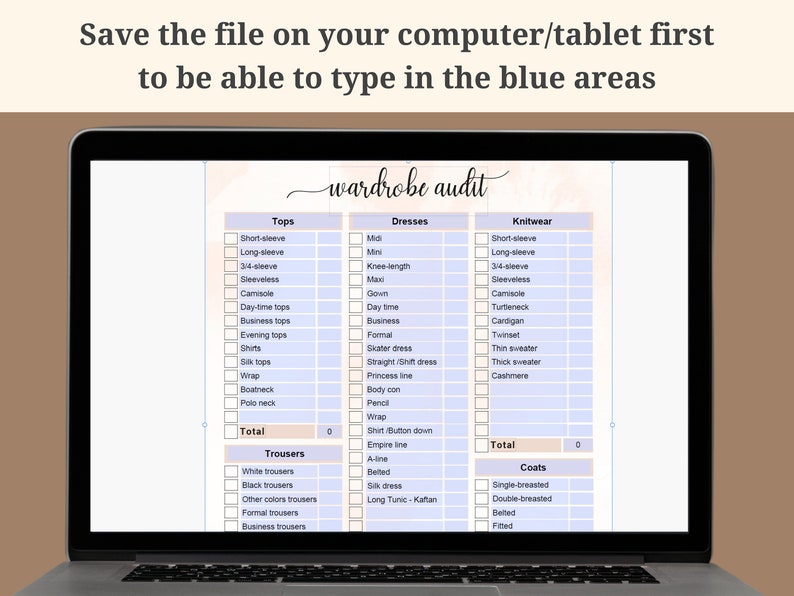 Wardrobe Checklist, Closet Inventory, Outfit Tracker, Minimalist Closet ...