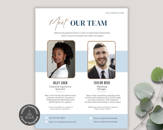 Modern Meet Our Team Flyer Template: Editable Canva Design (digital ...
