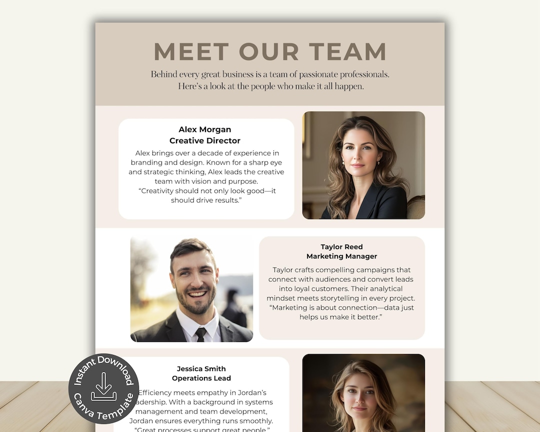 Meet the Team Flyer Template, Editable Canva Template, Modern Team ...