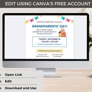 Editable Grandparents Day Flyer, Printable School Grandparents Invite ...